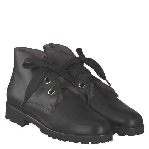 Lorbac, Giada, Glattleder-Schnürstiefel in schwarz für Damen