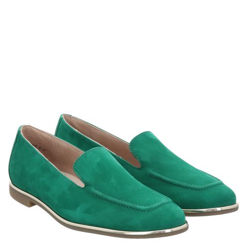 Paul Green 0075 1074 005 klassischer Nubukleder Slipper in grun fur Damen