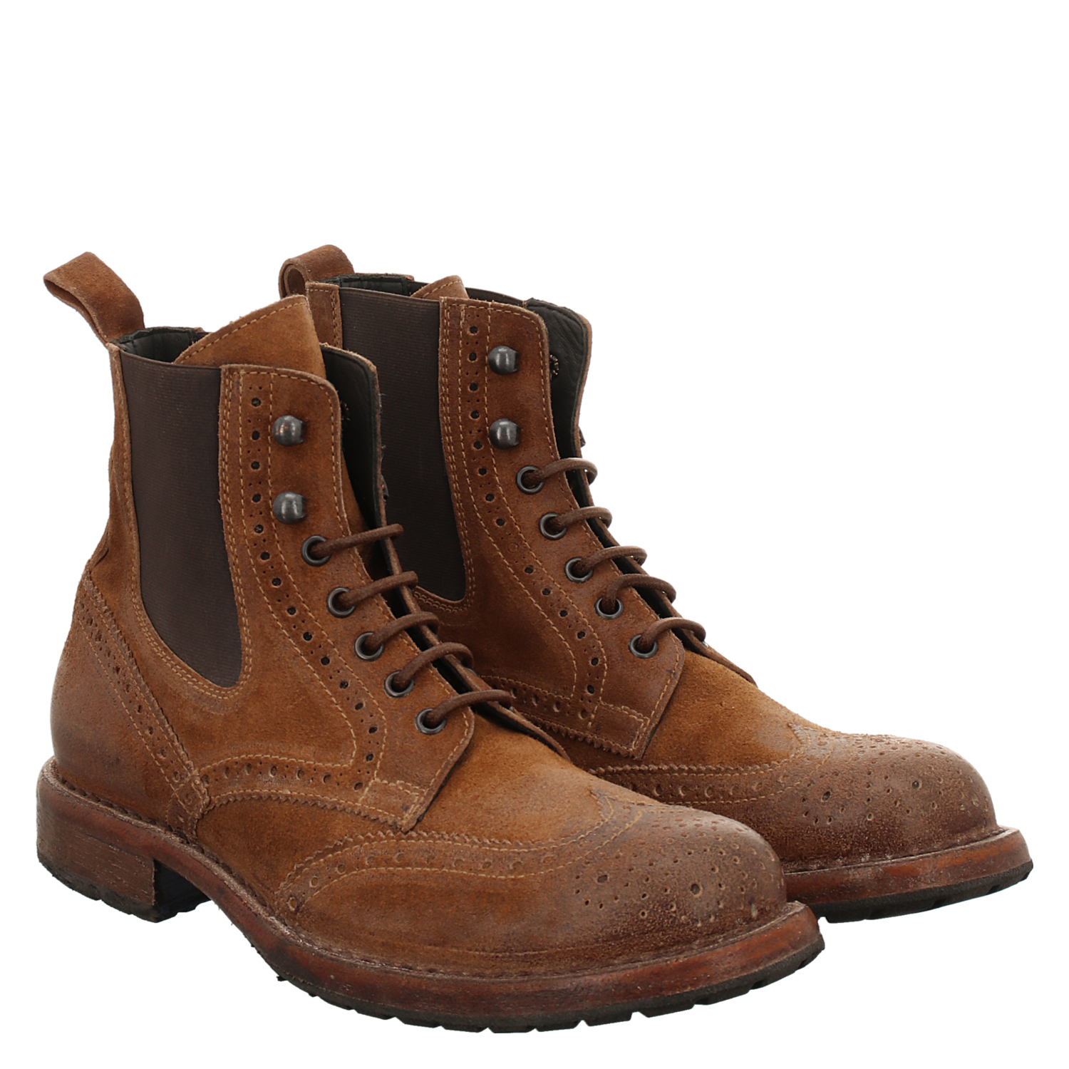 Moma, Polacco Uomo Bota, eleganter Nubukleder-Stiefel in braun für Herren