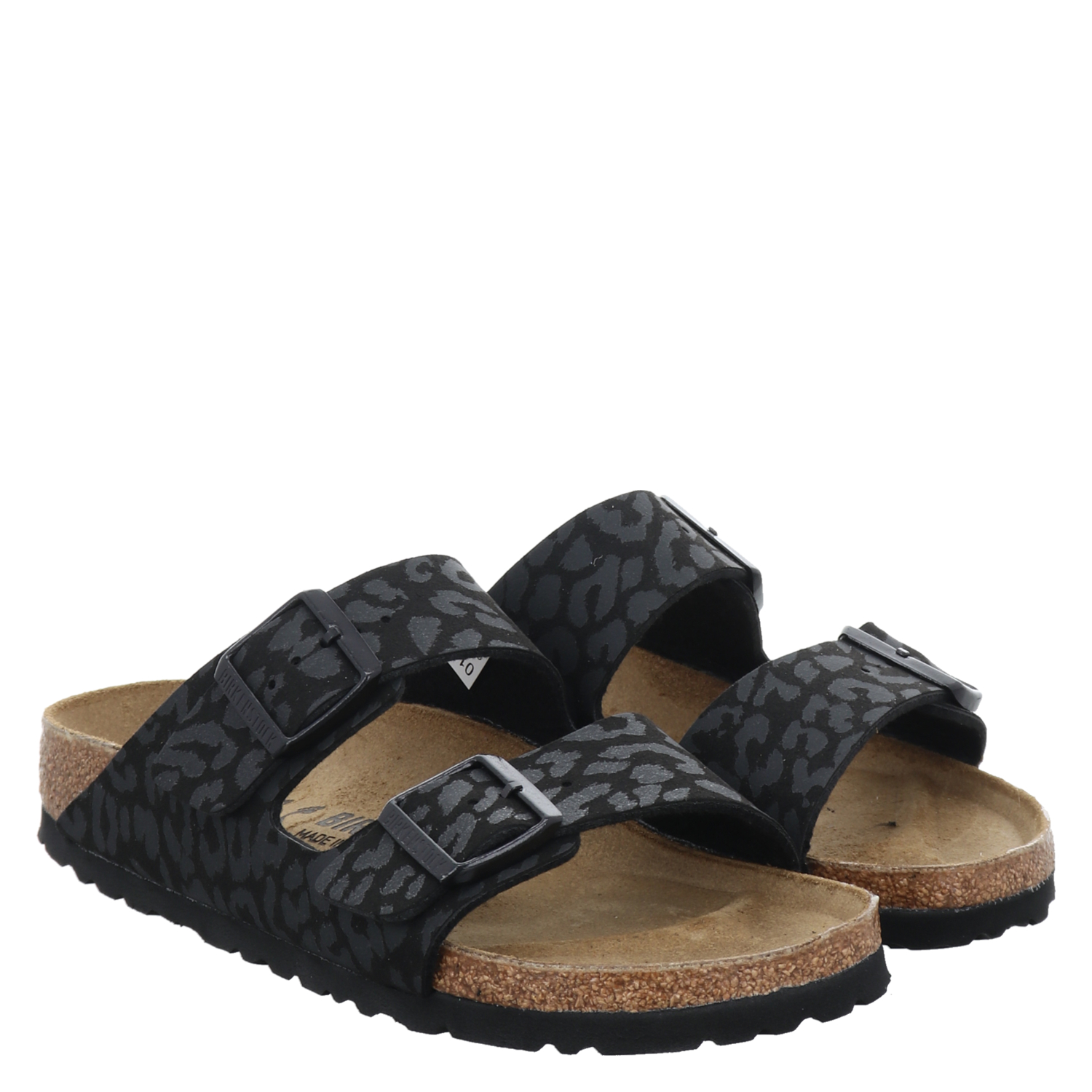 Birkenstock, Arizona Syn Leo Black, Birko-Flor-Pantolette in schwarz ...